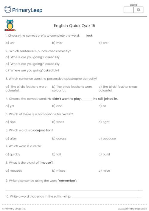 General-knowledge: LKS2 English Quick Quiz 15