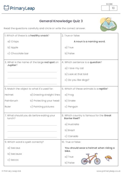 General-knowledge: Y3 General Knowledge Quiz 3