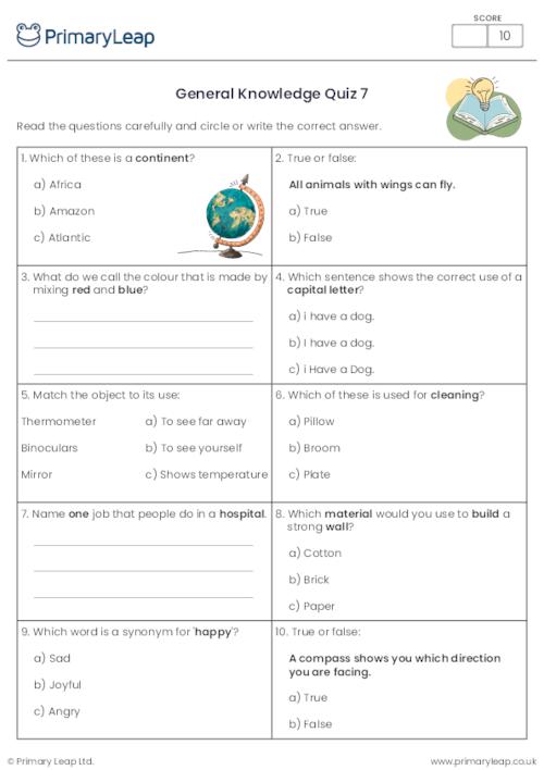 General-knowledge: Y3 General Knowledge Quiz 7